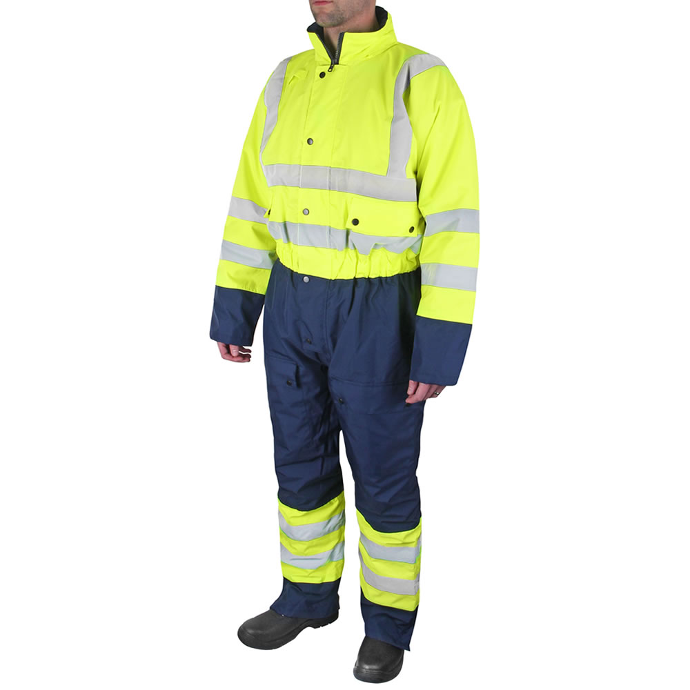 Two Tone Hi Viz thermal Quilted Waterproof Coverall Boilersuit Multi ...